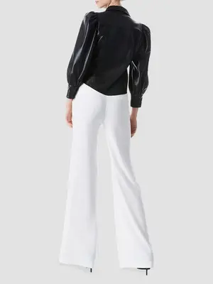 Alice + Olivia Nadine Puff-sleeve Faux Leather Blouse