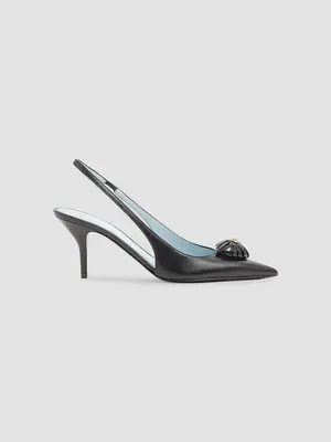 Valentino Garavani Coeur Royal 75mm Slingback Pumps In Kidskin - Black