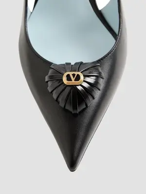 Valentino Garavani Coeur Royal 75mm Slingback Pumps In Kidskin - Black