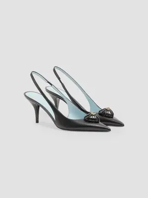 Valentino Garavani Coeur Royal 75mm Slingback Pumps In Kidskin - Black