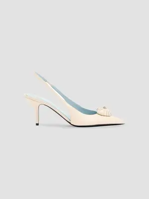 Valentino Garavani Coeur Royal 75mm Slingback Pumps In Kidskin Butter