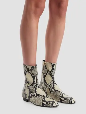 Khaite Colt Snake-print Leather Ankle Boots
