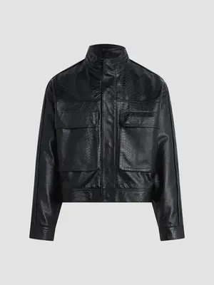 Hudson Jeans Python-embossed Leather Jacket