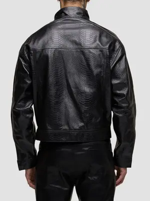 Hudson Jeans Python-embossed Leather Jacket