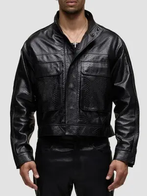 Hudson Jeans Python-embossed Leather Jacket