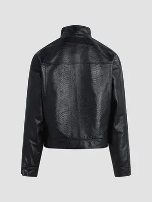 Hudson Jeans Python-embossed Leather Jacket