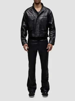 Hudson Jeans Python-embossed Leather Jacket