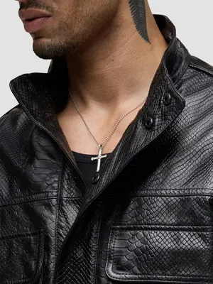 Hudson Jeans Python-embossed Leather Jacket