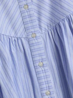 KIKA VARGAS Ambika Striped Cotton-blend Peplum Shirt - Blue