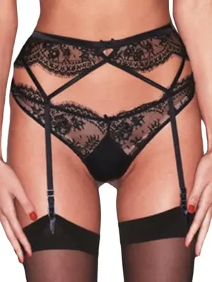 FLEUR DU MAL Frankie Lace Thong - Black