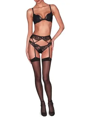 FLEUR DU MAL Frankie Lace Thong - Black