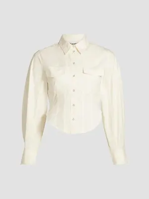 GANNI Washed Stretch-cotton Corset Shirt