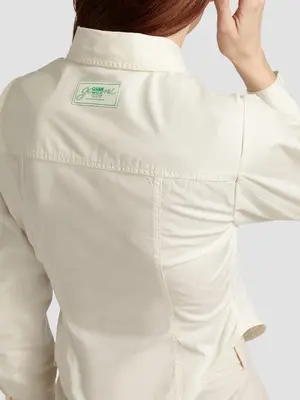 GANNI Washed Stretch-cotton Corset Shirt