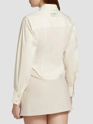 GANNI Washed Stretch-cotton Corset Shirt