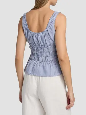 Ciao Lucia Gigi Smocked Striped Cotton Sleeveless Top