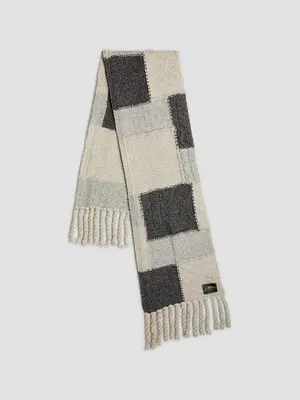 GANNI Colorblocked Wool-cotton Scarf