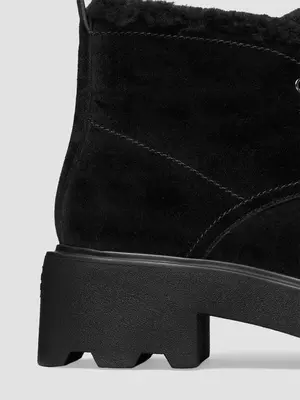 Tory Burch Desert Shearling-lined Suede Combat Boots - Black