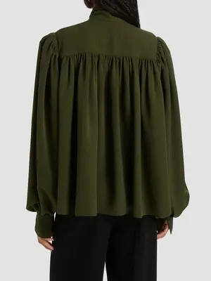 Ronny Kobo Outlander X Woolmark Crepe Tieneck Blouse