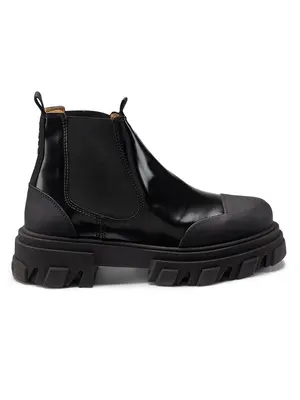 GANNI Cleated Cap-toe Ankle Boots