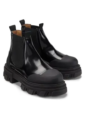 GANNI Cleated Cap-toe Ankle Boots