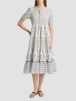 RO'S GARDEN Daphne Printed Cotton Midi-dress