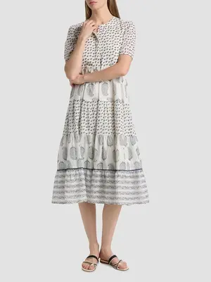 RO'S GARDEN Daphne Printed Cotton Midi-dress