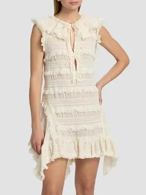 AKNVAS Nora Ruffled Shift Minidress - Cream