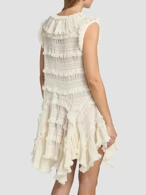 AKNVAS Nora Ruffled Shift Minidress - Cream