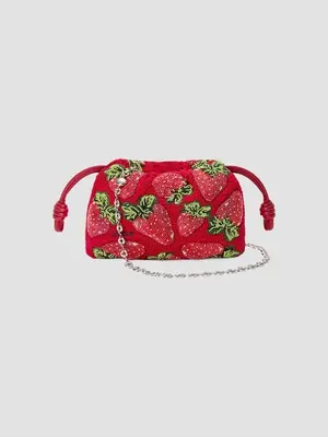 Loewe X Paula's Ibiza Flaco Mini Strawberry-beaded Purse - Red