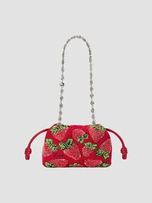 Loewe X Paula's Ibiza Flaco Mini Strawberry-beaded Purse