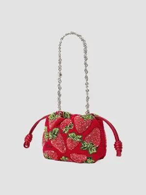 Loewe X Paula's Ibiza Flaco Mini Strawberry-beaded Purse