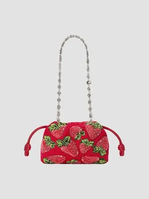 Loewe X Paula's Ibiza Flaco Mini Strawberry-beaded Purse