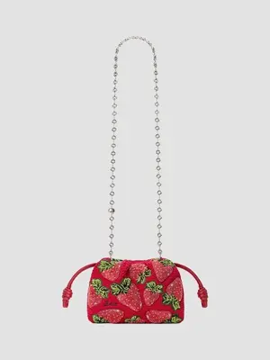 Loewe X Paula's Ibiza Flaco Mini Strawberry-beaded Purse