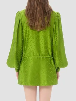 Valentino Garavani Embroidered Silk-linen Plus De Pois Jacquard Top