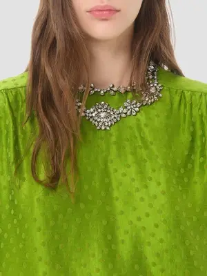 Valentino Garavani Embroidered Silk-linen Plus De Pois Jacquard Top