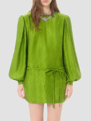 Valentino Garavani Embroidered Silk-linen Plus De Pois Jacquard Top
