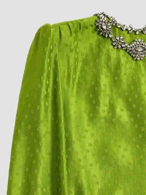 Valentino Garavani Embroidered Silk-linen Plus De Pois Jacquard Top