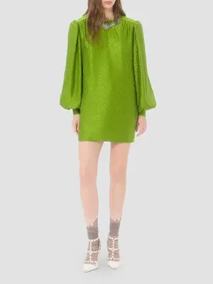 Valentino Garavani Embroidered Silk-linen Plus De Pois Jacquard Top