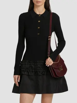 GANNI Mélange Rib-knit A-line Minidress