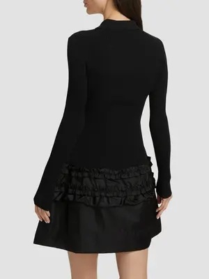 GANNI Mélange Rib-knit A-line Minidress
