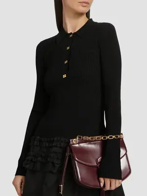 GANNI Mélange Rib-knit A-line Minidress
