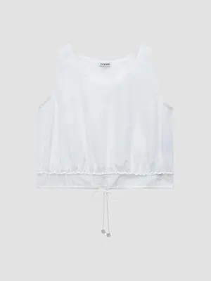 Loewe X Paula's Ibiza Cotton-blend Crop Top - White