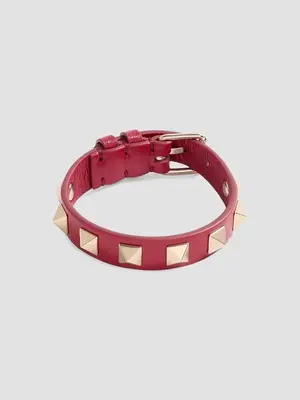 Valentino Garavani Rockstud Leather Bracelet - Red