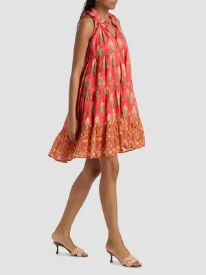 RO'S GARDEN Sofie Tiered Floral Cotton Minidress