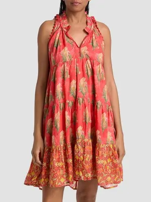 RO'S GARDEN Sofie Tiered Floral Cotton Minidress