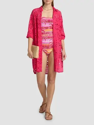 Johnny Was Eyelet Button-front Shirtdress