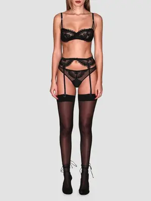 FLEUR DU MAL Mila Embroidered Silk-blend Garter Belt