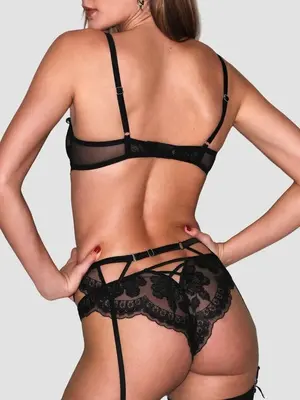 FLEUR DU MAL Mila Embroidered Silk-blend Garter Belt