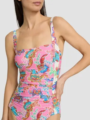 Johnny Was Marilyn Ruched One-piece Swimsuit