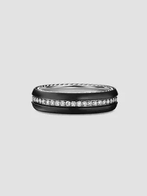 David Yurman Streamline Band Ring In Black Titanium - Diamond
